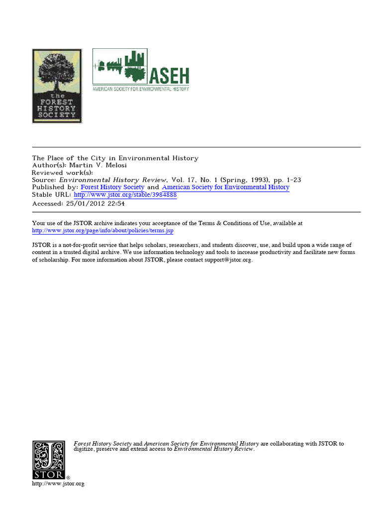 1993 - MELOSI - The Place of City in Environmental History | PDF