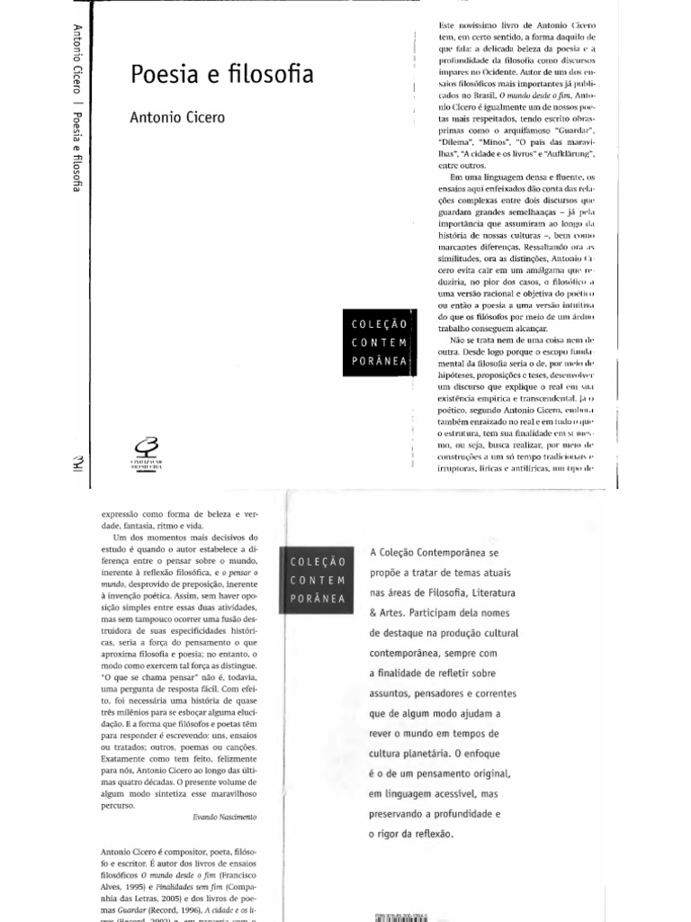 Poesia e Filosofia Antonio Cicero | PDF