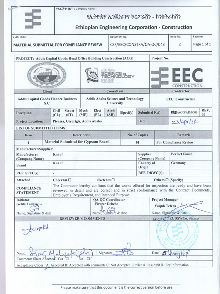 MS-ACG-AR-0006 Knuaf Gypsum Board | PDF