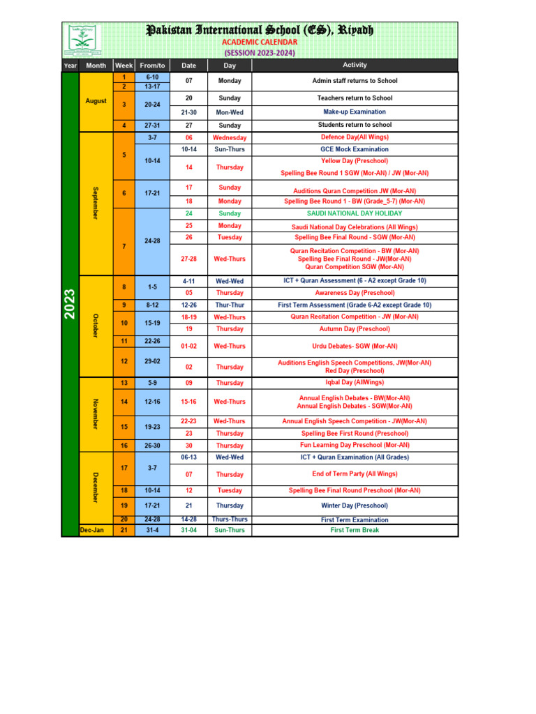 Academic Calendar 2023-24 | PDF