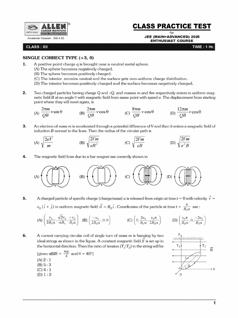 Magnetism Test | PDF