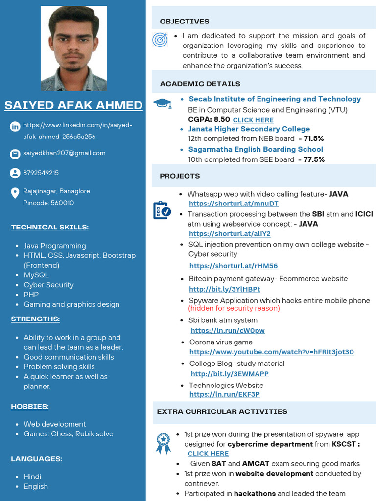 SAIYED AFAK AHMED- RESUME | PDF