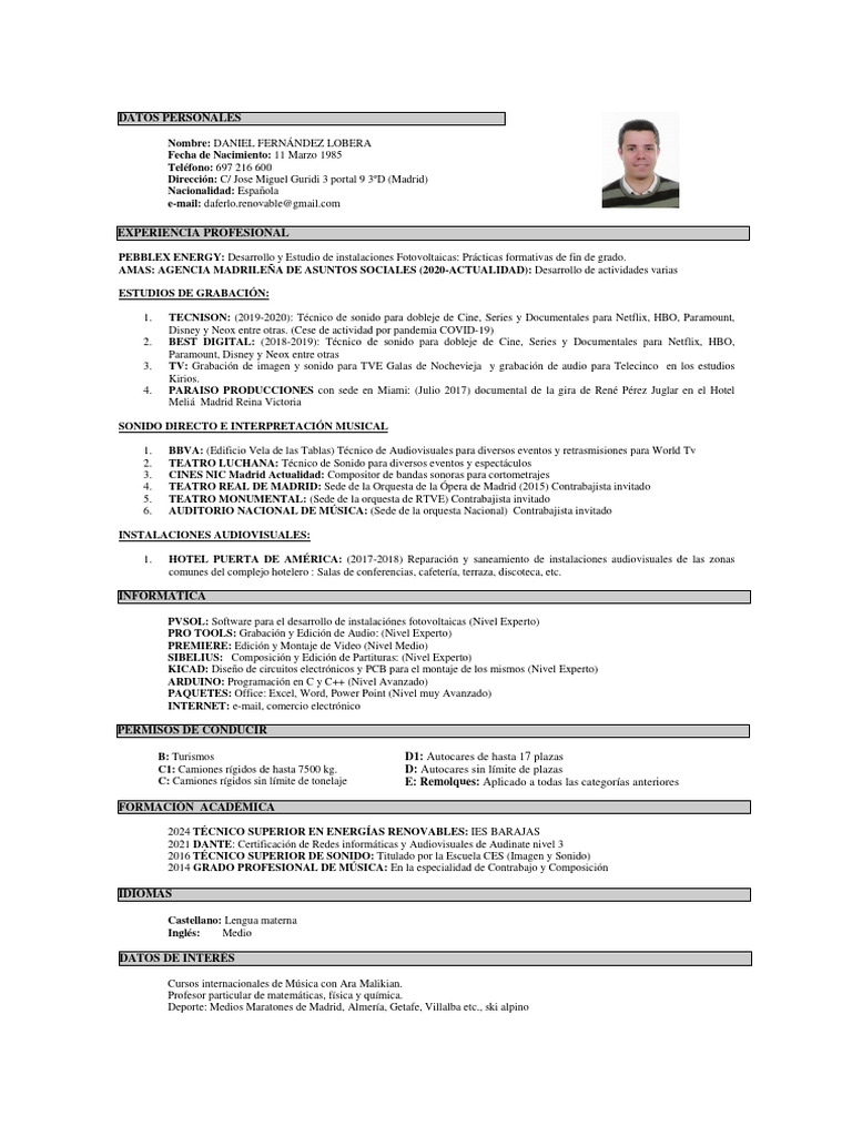CV Daniel Completo 2024 | PDF
