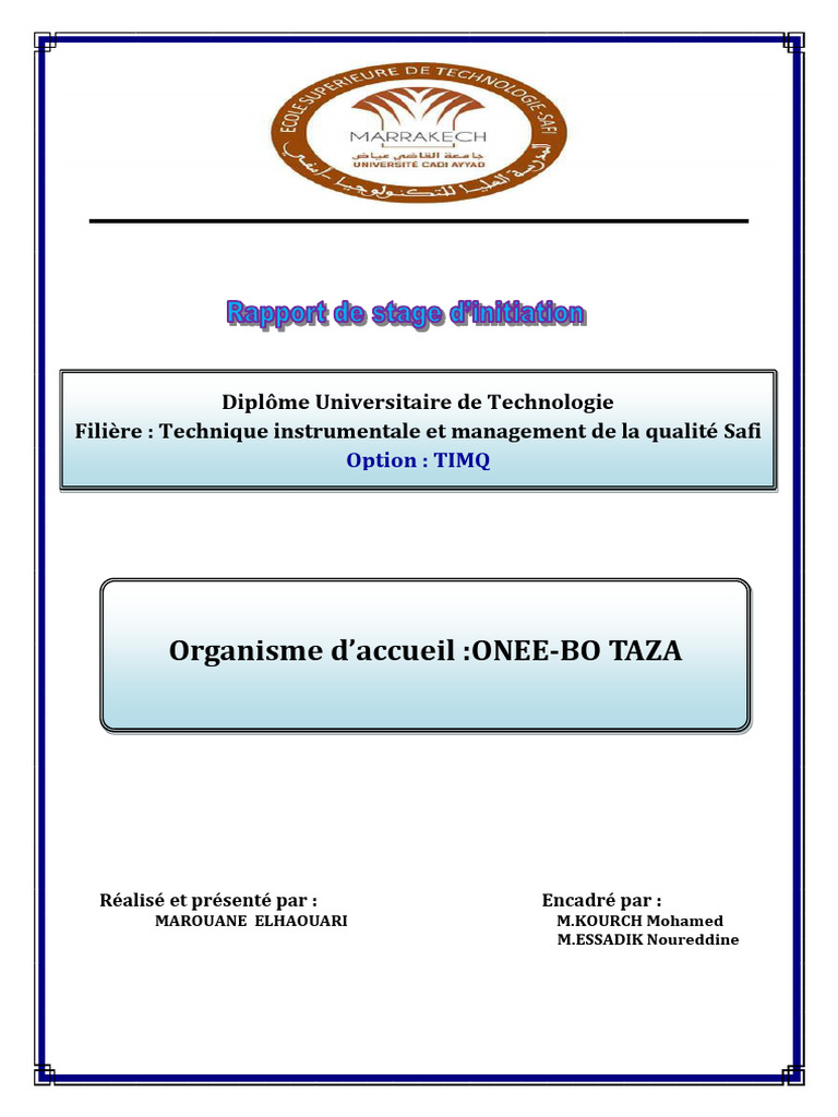 Rapport de Stage à ONEE-BO Taza | PDF | Home & Garden