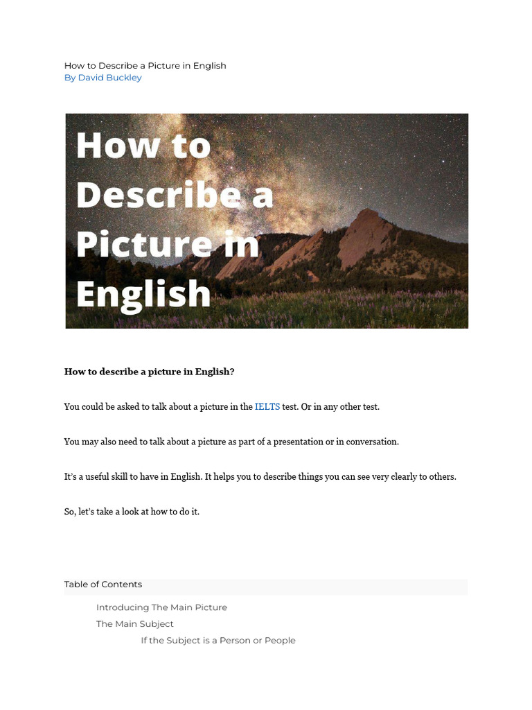 How To Describe A Picture in English | PDF