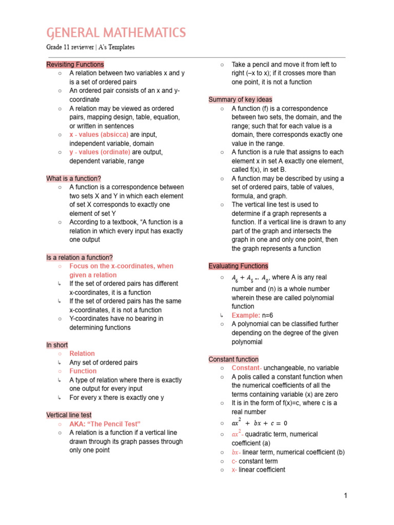 1st Sem Genmath | PDF