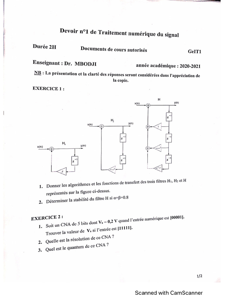 Devoir TNS 2020 - 2021 - 064500 | PDF