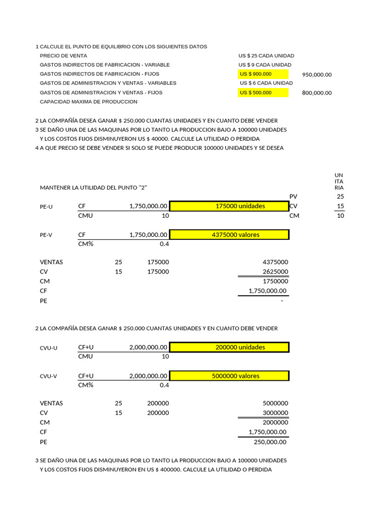 Ejercicio de Costo 1 | PDF