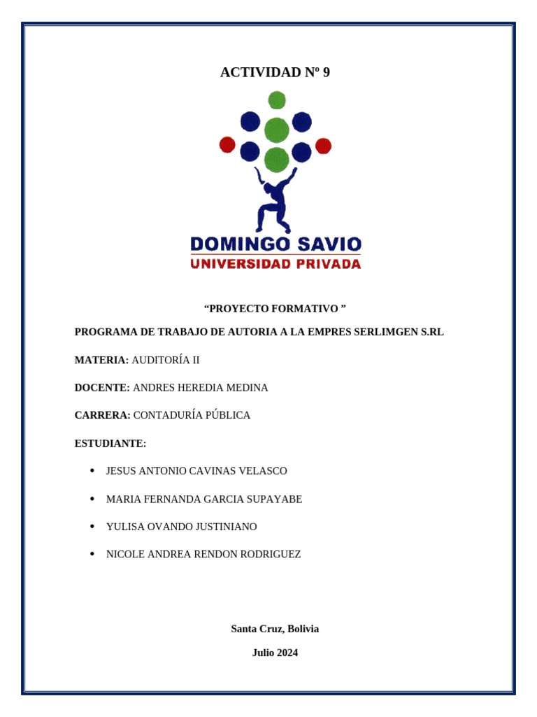 Proyecto Formativo Auditoria 2 | PDF