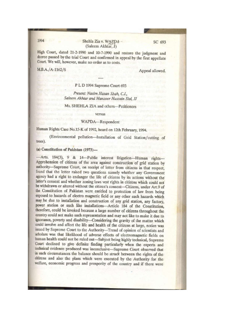 Shehla Zia and Others vs. WAPDA | PDF