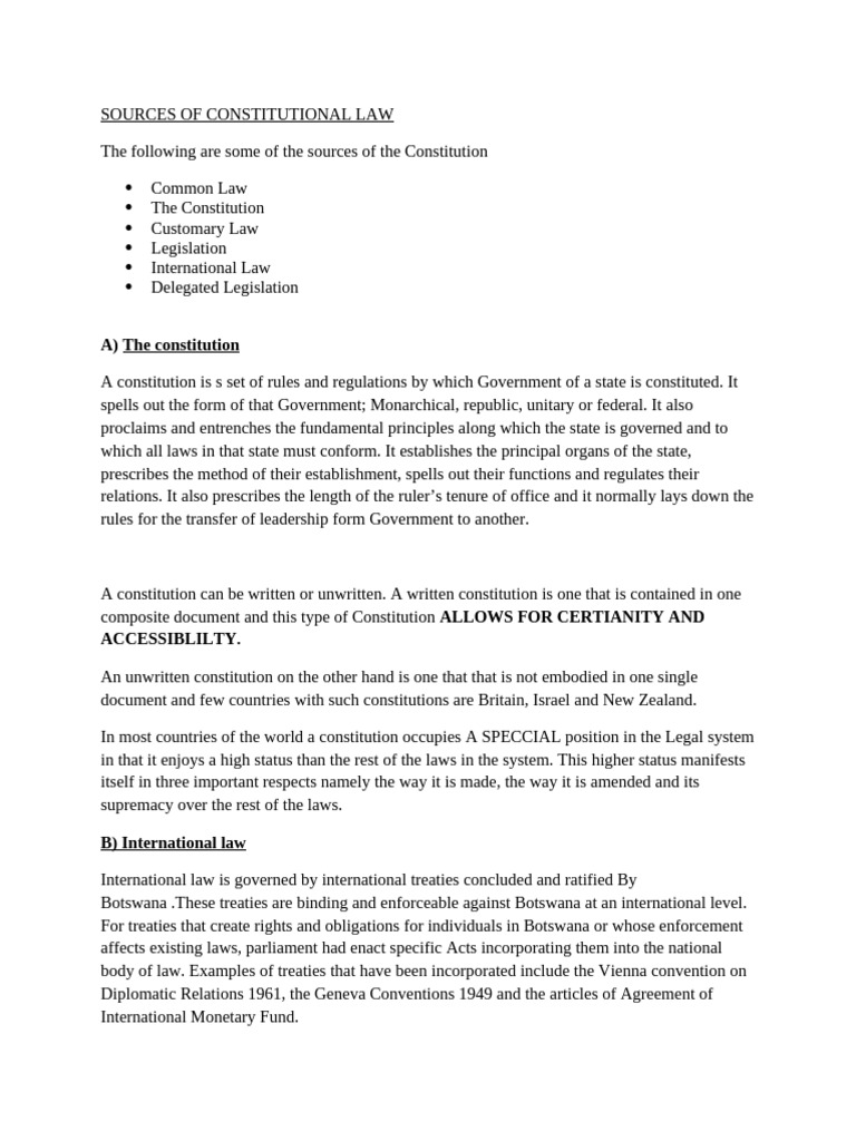 Sources of Constitutional Law | PDF