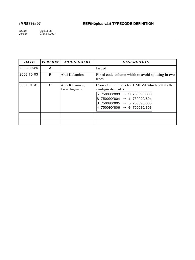 REF542plus 2.5 Typecode Definition 756197 ENc | PDF