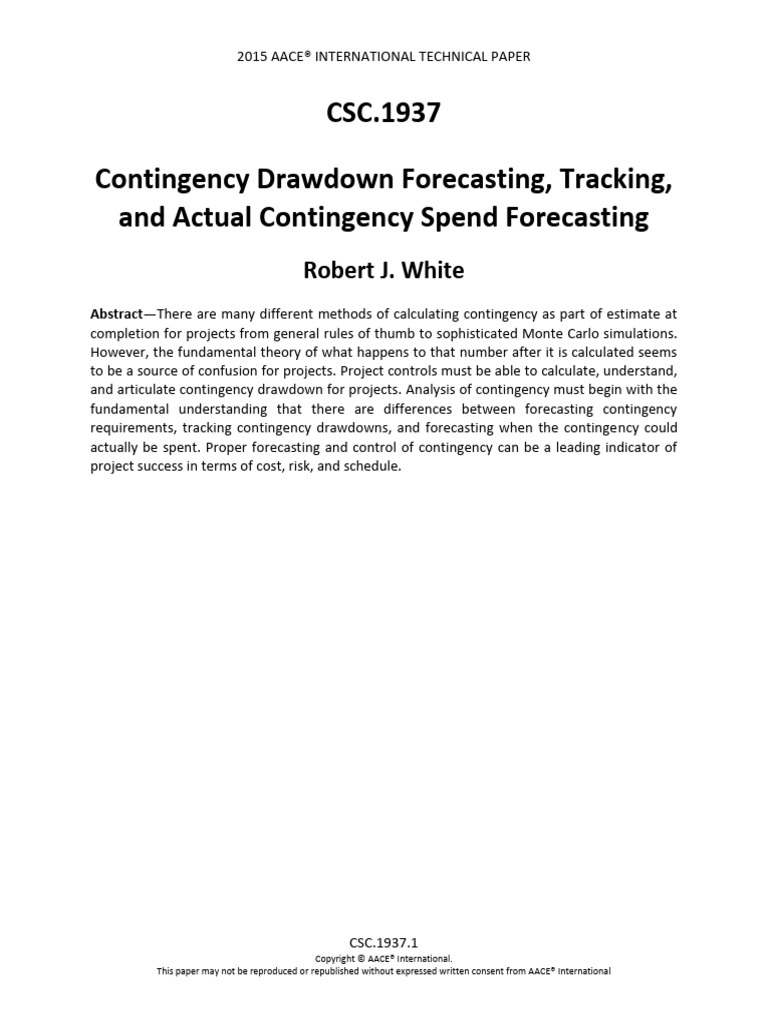 CSC.1937 Contingency Drawdown Forecasting, Tracking, and Actual ...