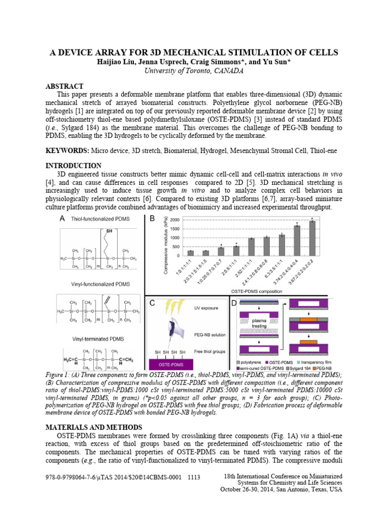 A Device Array For 3D Mechanical Stimulation of Cells | PDF