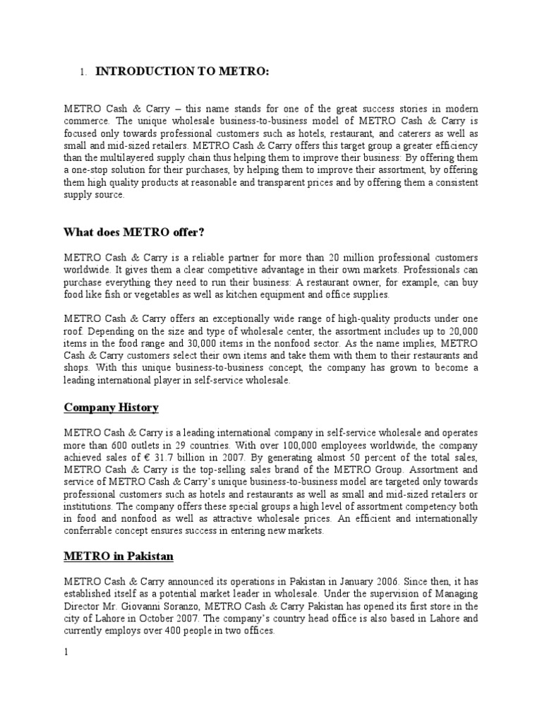 Overview of Metro Cash & Carry Operations | PDF | Sales | Retail