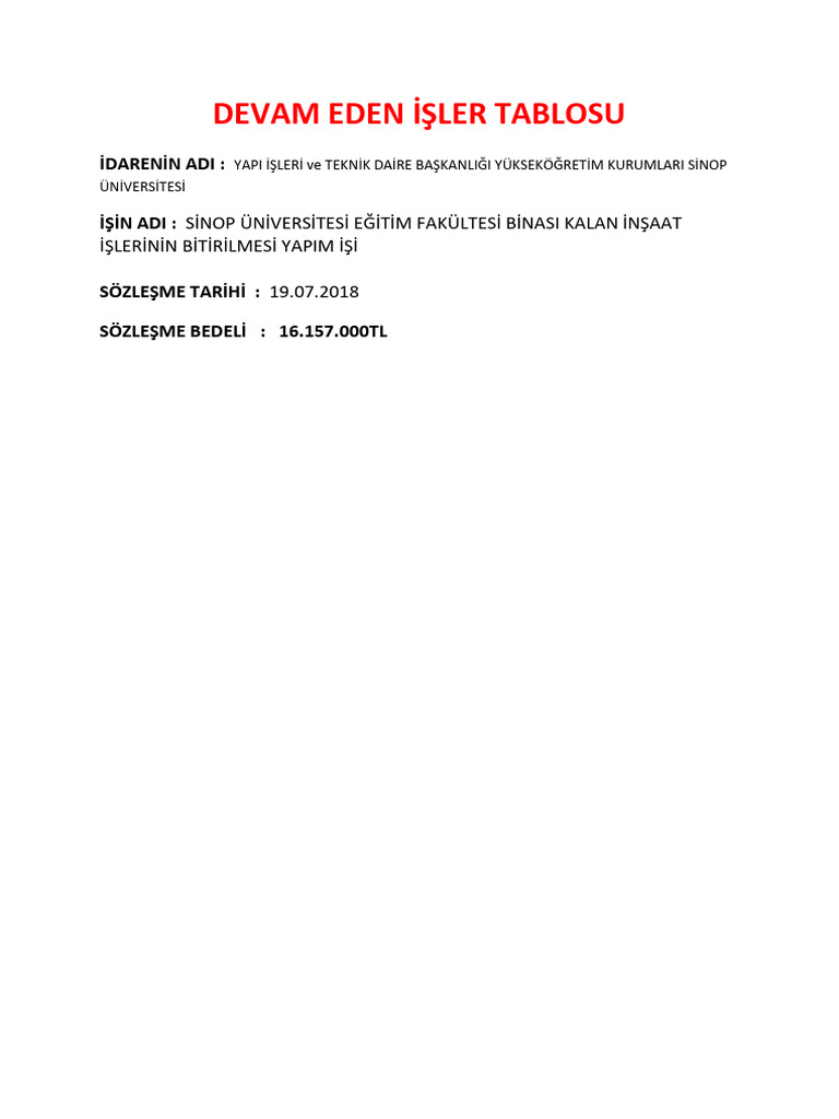 Devam Eden Isler | PDF