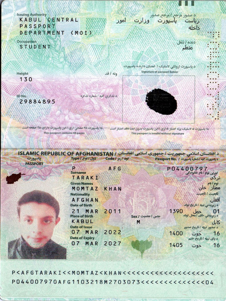 Passport Momtaz Khan Taraki | PDF
