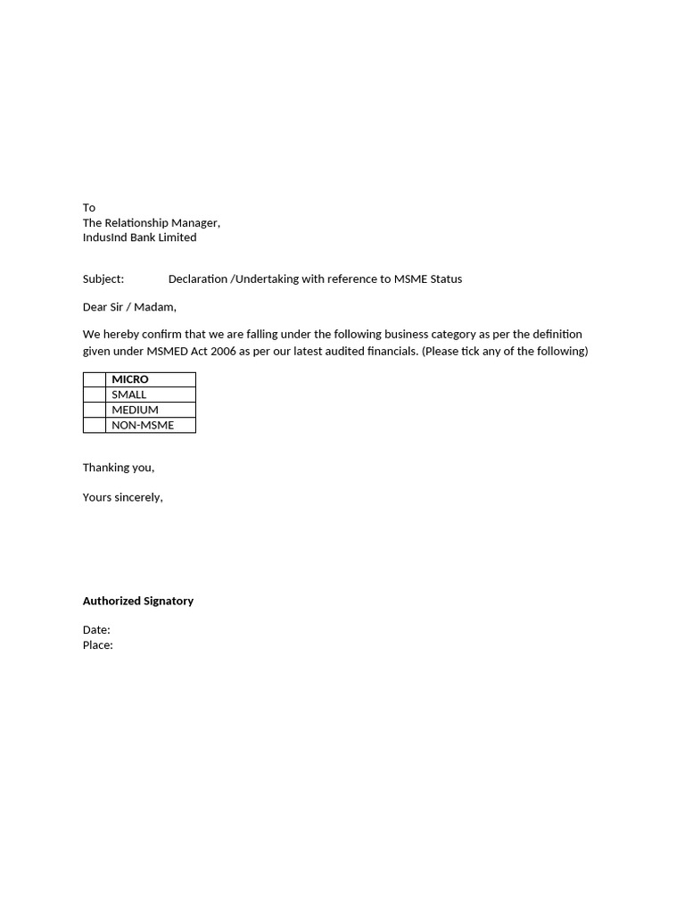 Msme Declaration 8 | PDF