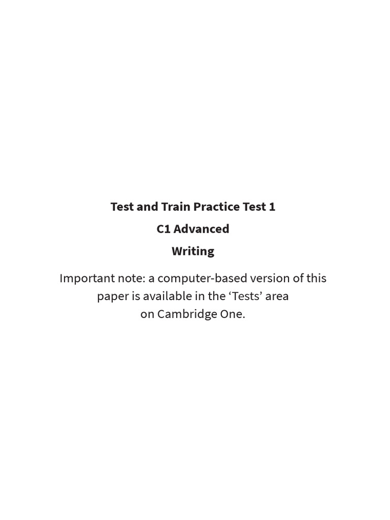 Test and Train Practice Test C1 Advanced Writing Question Paper | PDF