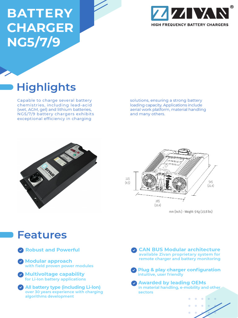 BATTERY CHARGER CODE 1731310021 DATA NG5-7-9 Datasheet - ZIVAN | PDF