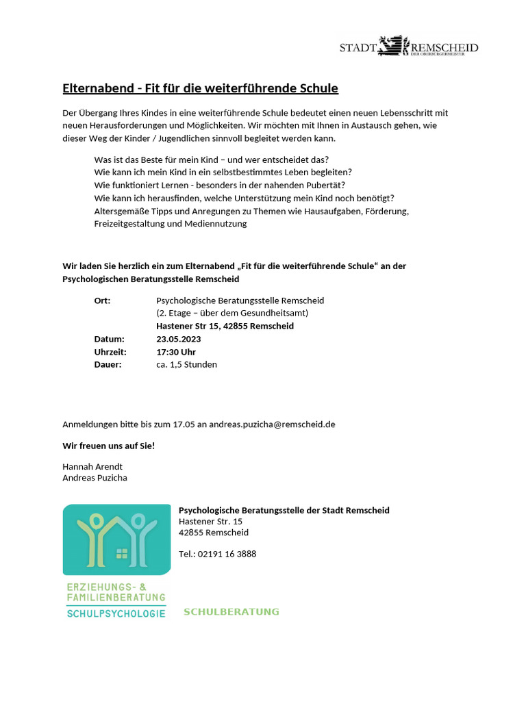 Einladung Elternabend | PDF