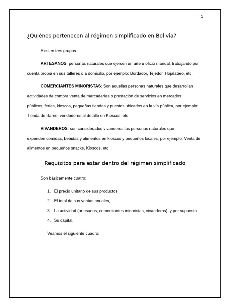 Regimen Tributario Simplificado | PDF