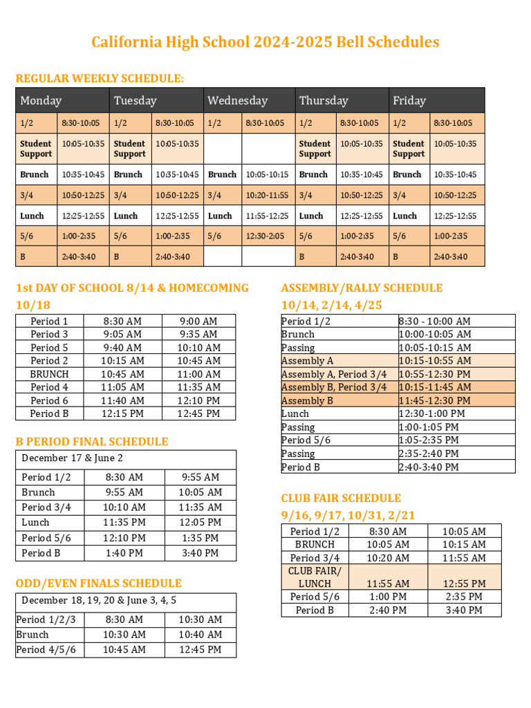 24 25 CHS Bell Schedule | PDF