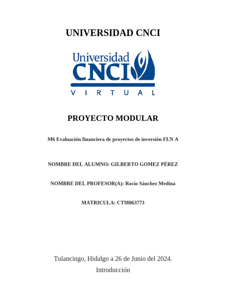 Proyecto Modular Proyecto de Inv | PDF