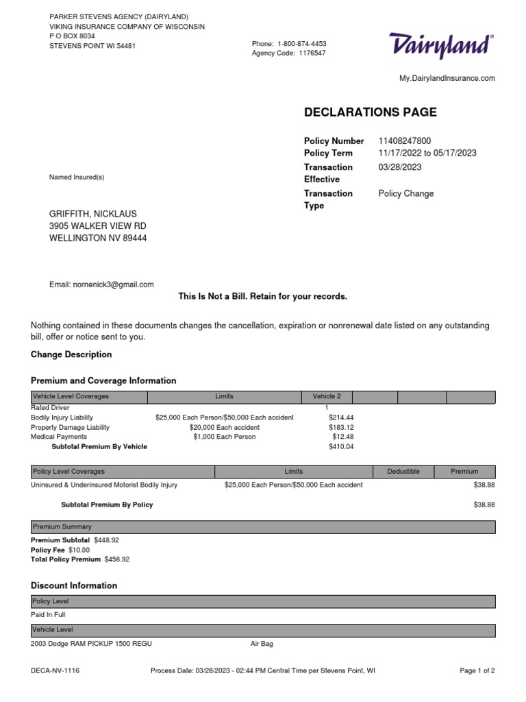 Declaration Page | PDF