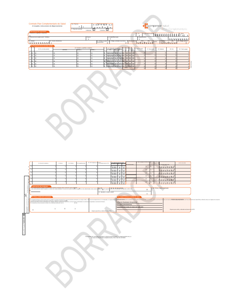 Formulario Solicitud de Afiliación Al Plan Complementario A Borrador | PDF