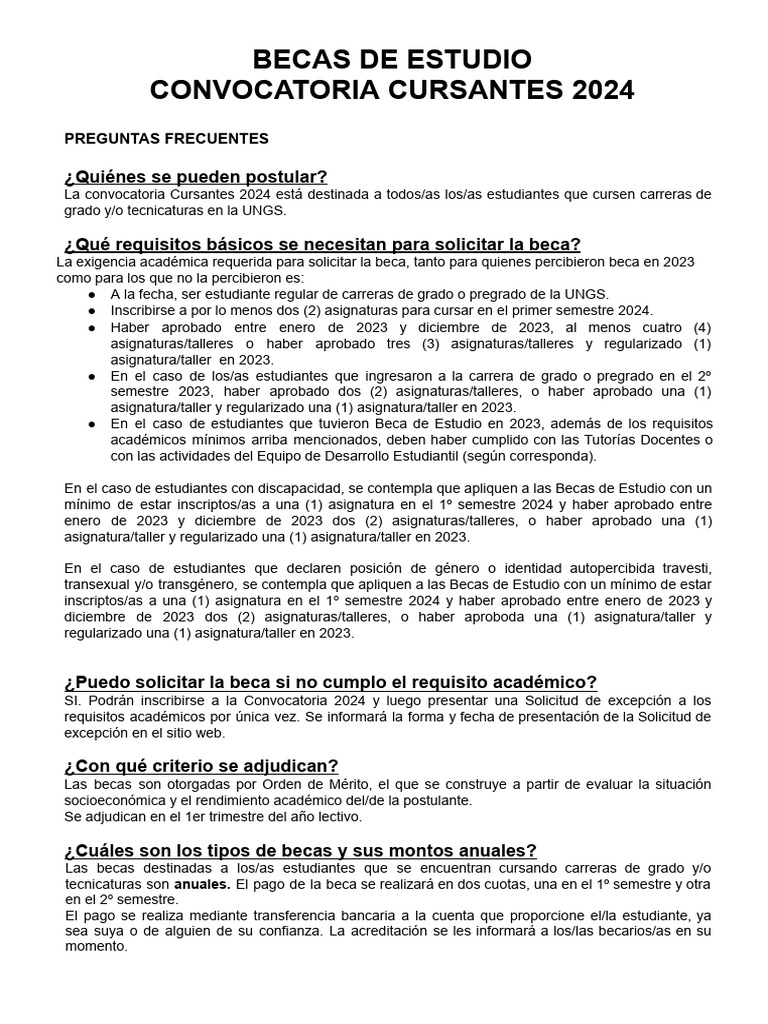 Preguntas Frecuentes Cursantes 2024 1 | PDF