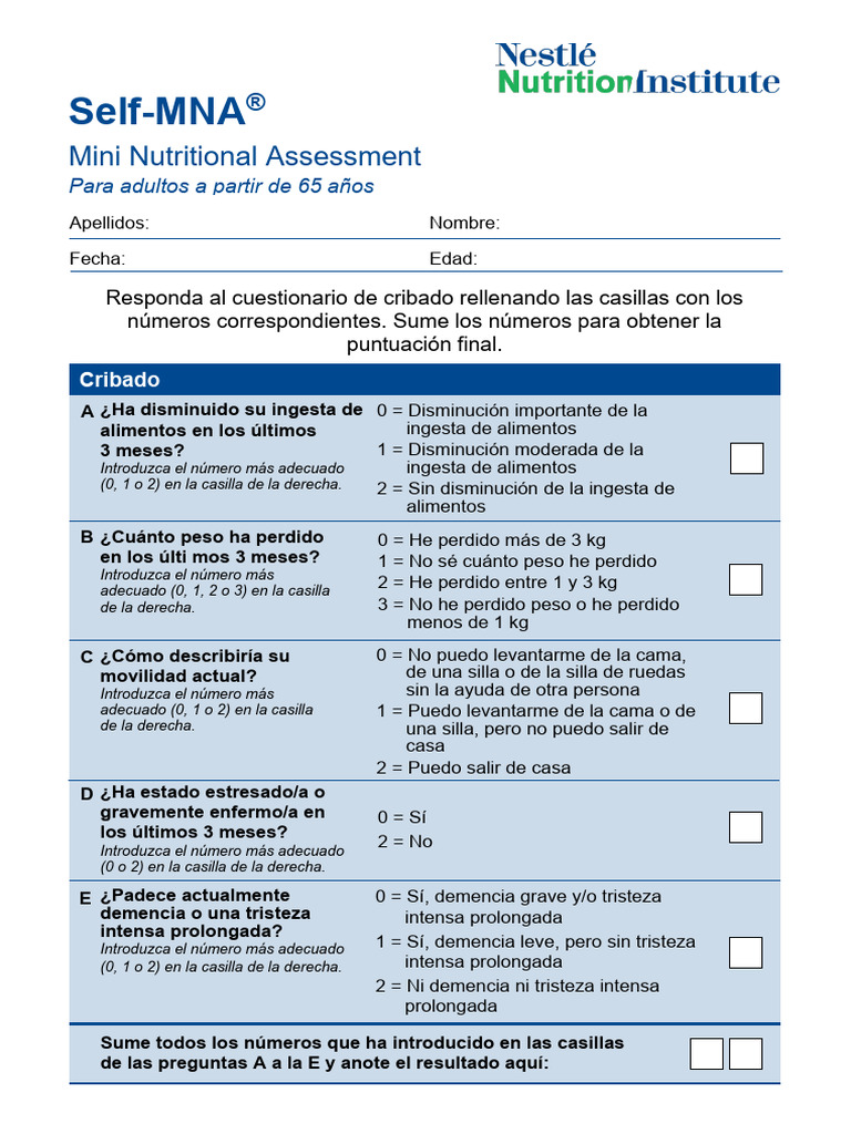 Self MNA Spanish | PDF