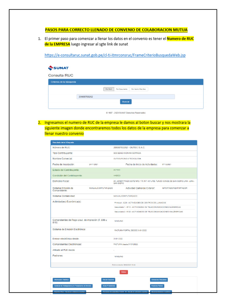 Instructivo Como Llenar Nuestro Convenio de Colaboracion Mutua-Cvega | PDF