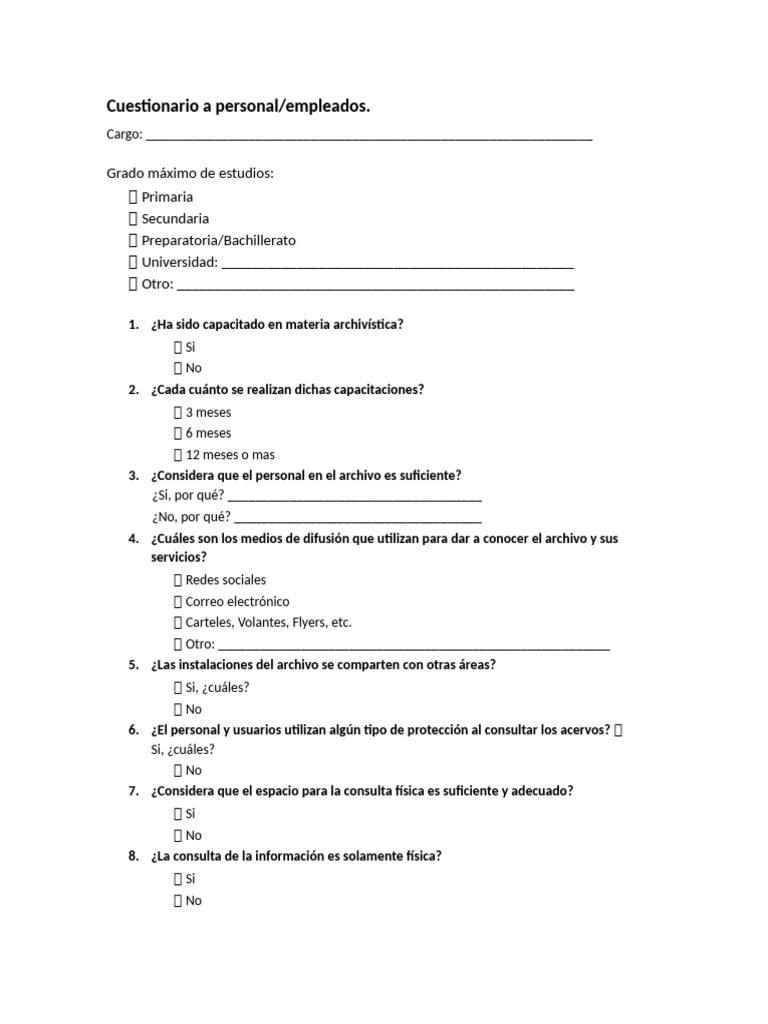 Cuestionario A Personal | PDF