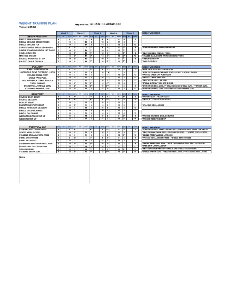 Weight Training Plan 2 | PDF