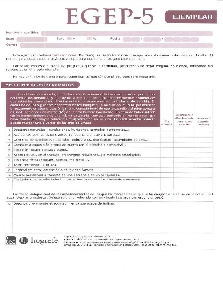 Egep-5 Hoja Ejemplar 2 | PDF | Sicología | Las emociones