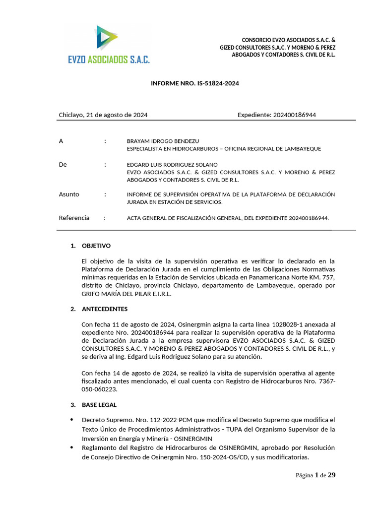 Informe de Supervision - PDJ - 1028028-1 | PDF