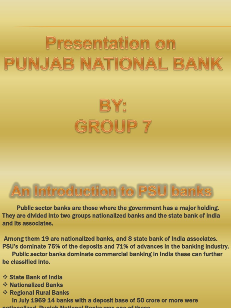 Presentation On PNB | PDF | Banks | Banking