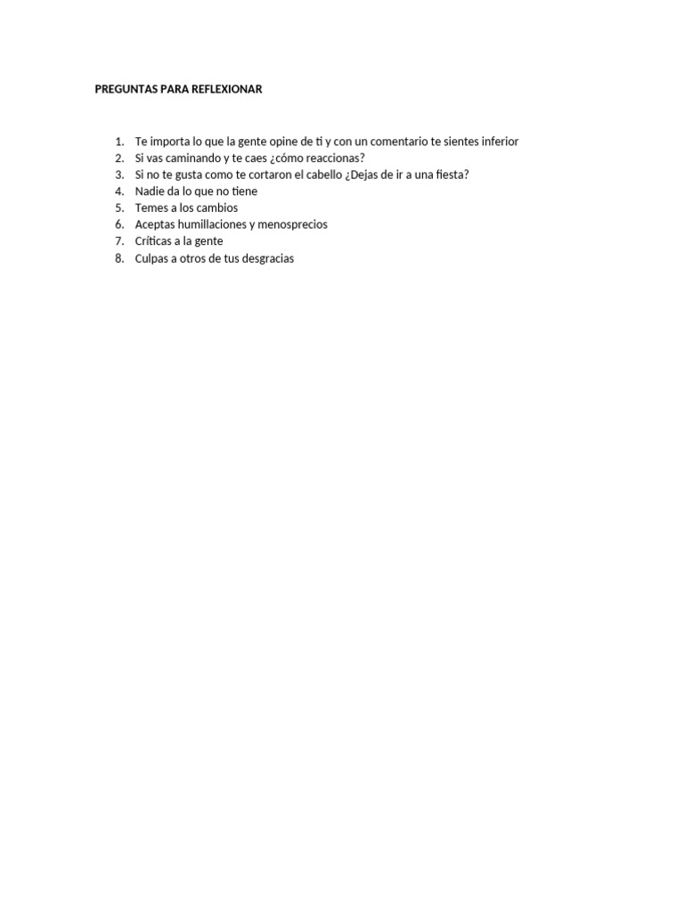 Preguntas para Reflexionar | PDF Preguntas para Reflexionar | PDF
