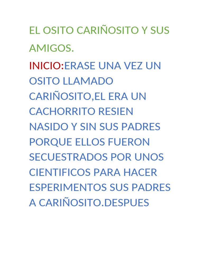 El Osito Cariñosito y Sus | PDF