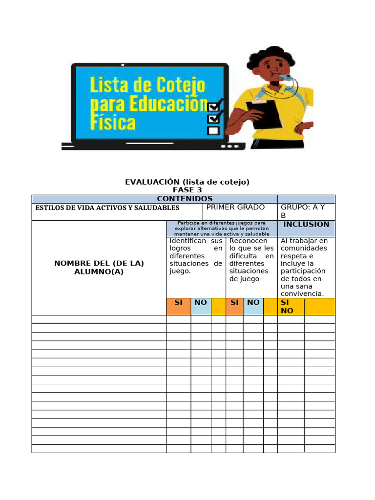 Lista de Cotejo para Evaluación en Educación | PDF | Evaluación | Cognición