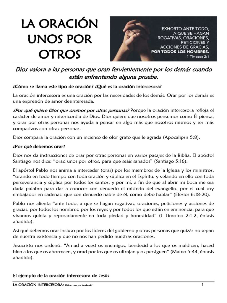 La Oración Unos Por Otros - Encuentro 3 | PDF