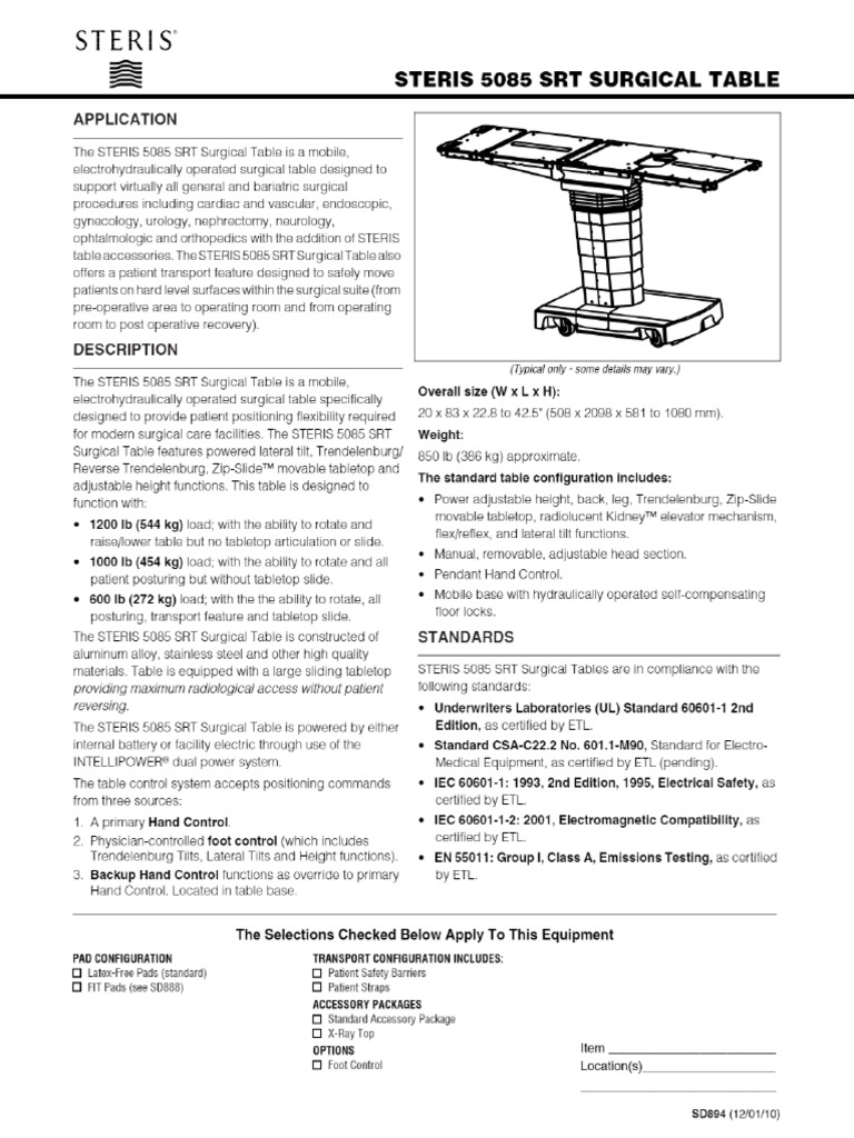 Steris SRT Surgical Table | PDF