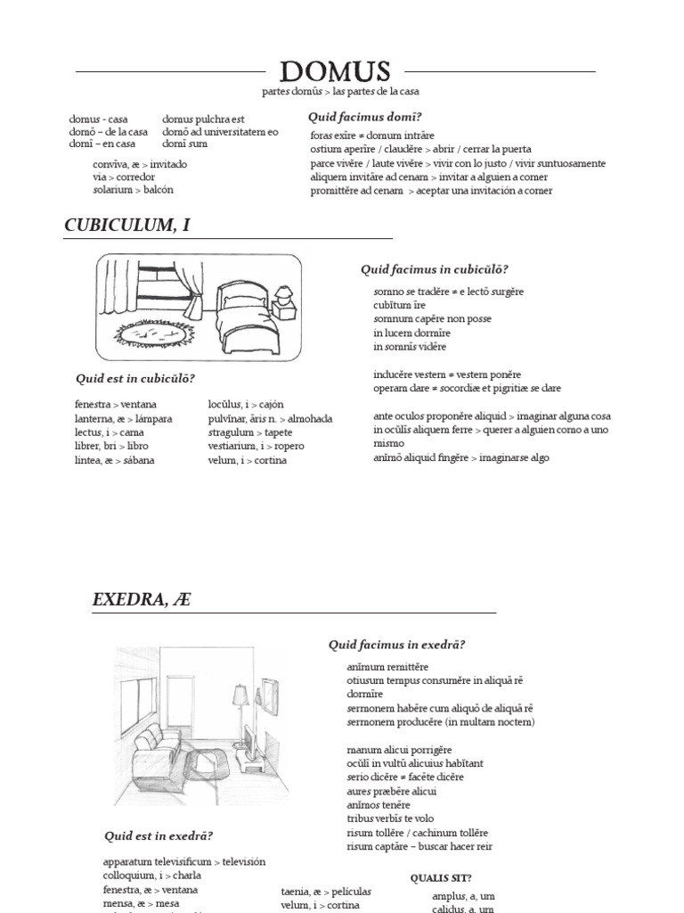 Vocabula - Domus. Partes de La Casa Len Latín. | PDF
