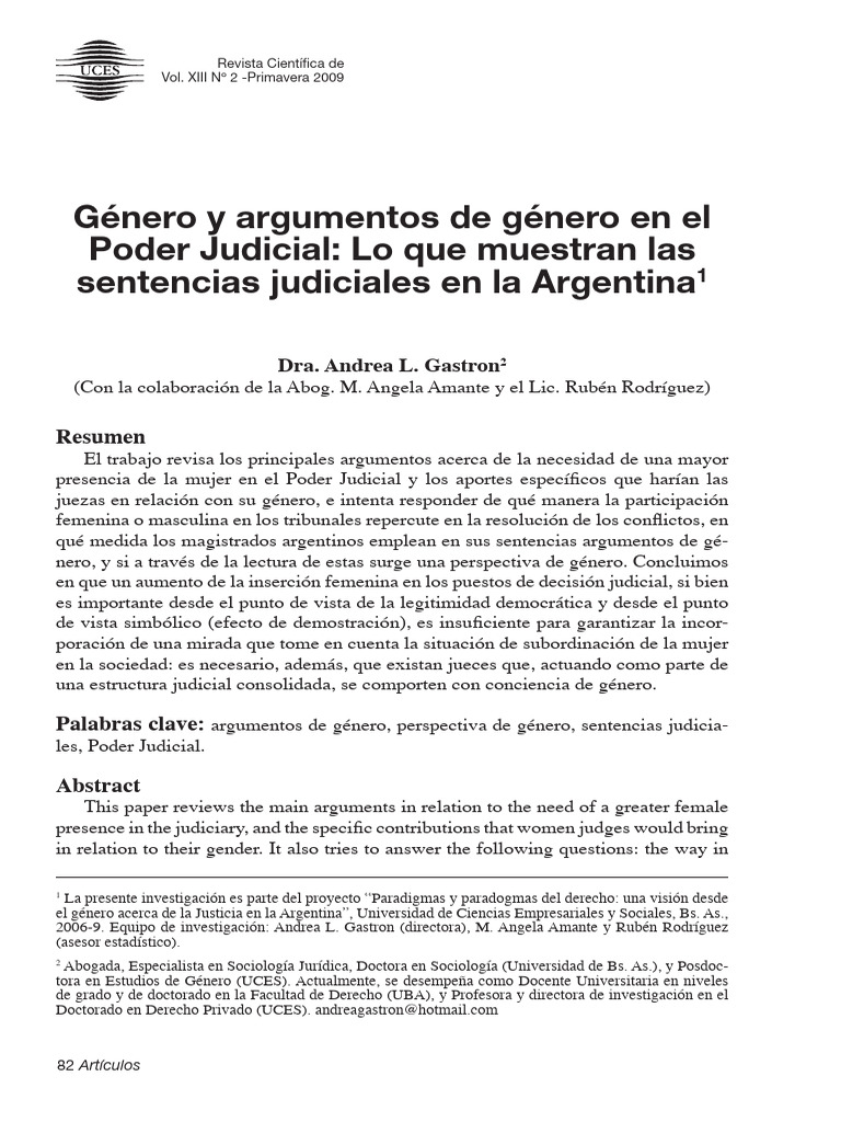 Andrea Gastrón - Género y Argumentos de Género en El Poder Judicial, Lo ...
