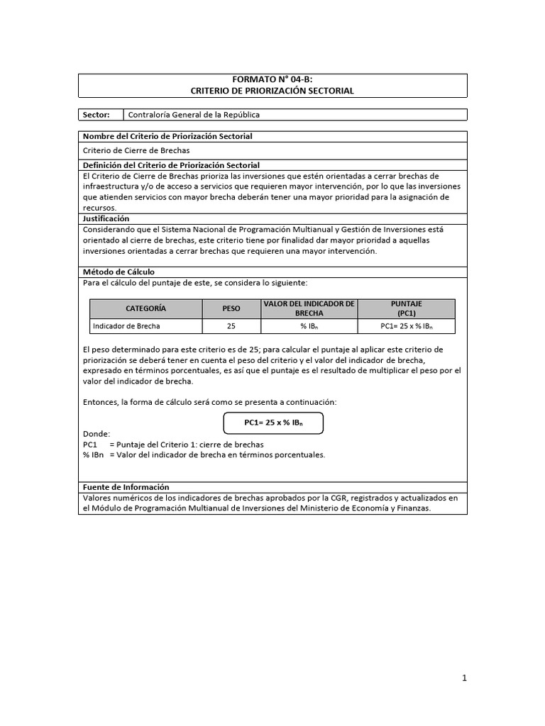 05 Formato 4-B-Criterios de Priorizacion-CGR | PDF