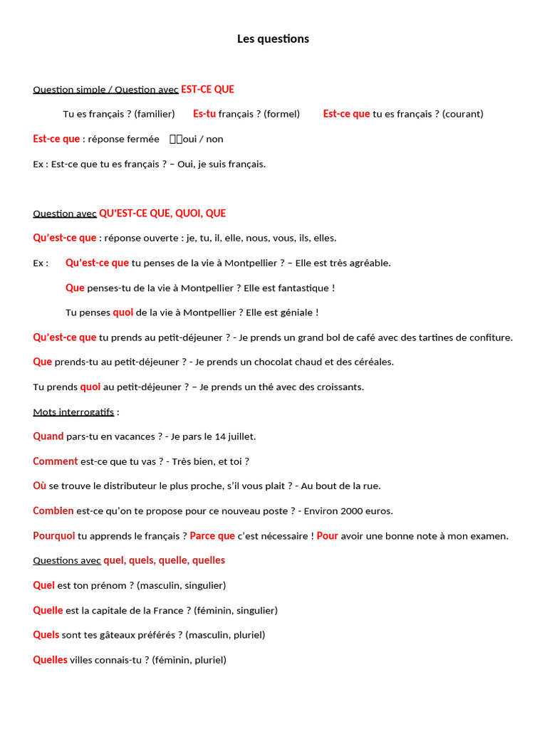 Les Questions | PDF