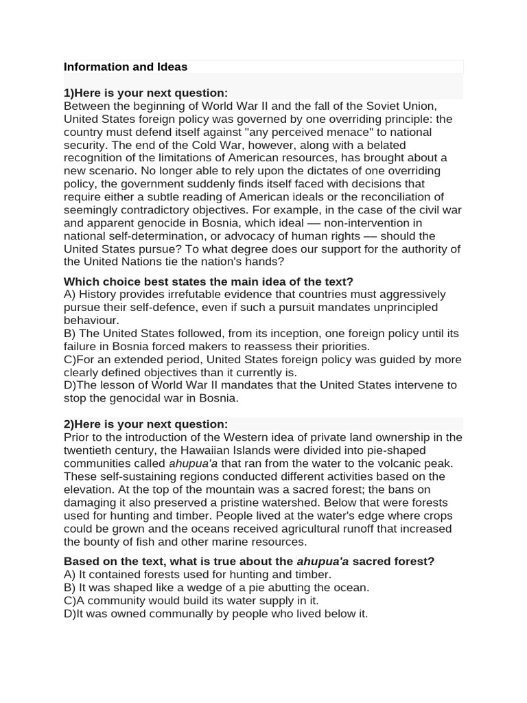 SAT (Information and Ideas) | PDF