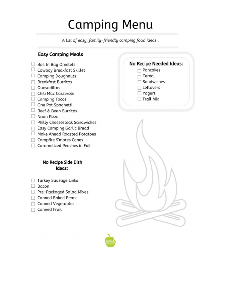 Camping Menu | PDF