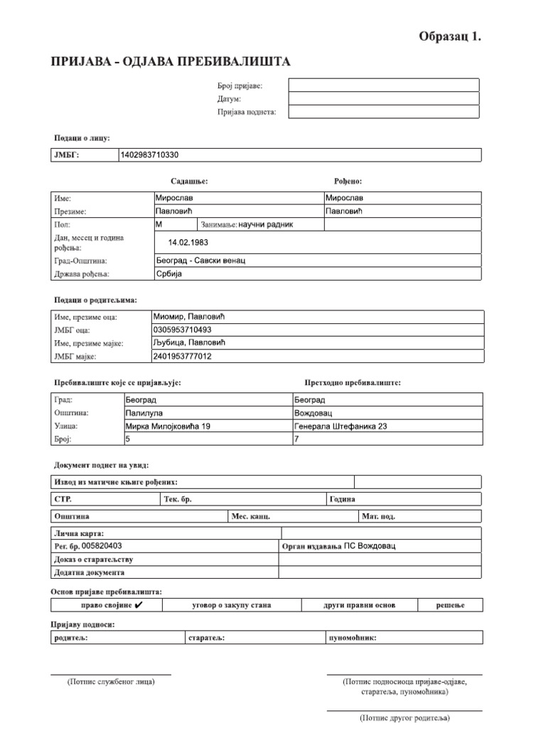 Prijava Prebivalista | PDF